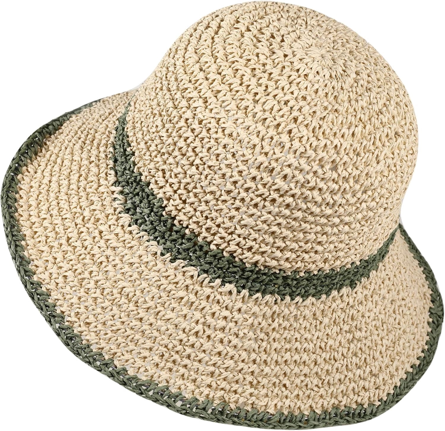 CoCoMangos Womens Straw Bucket Hat for Women Handmade Floral Foldable ...