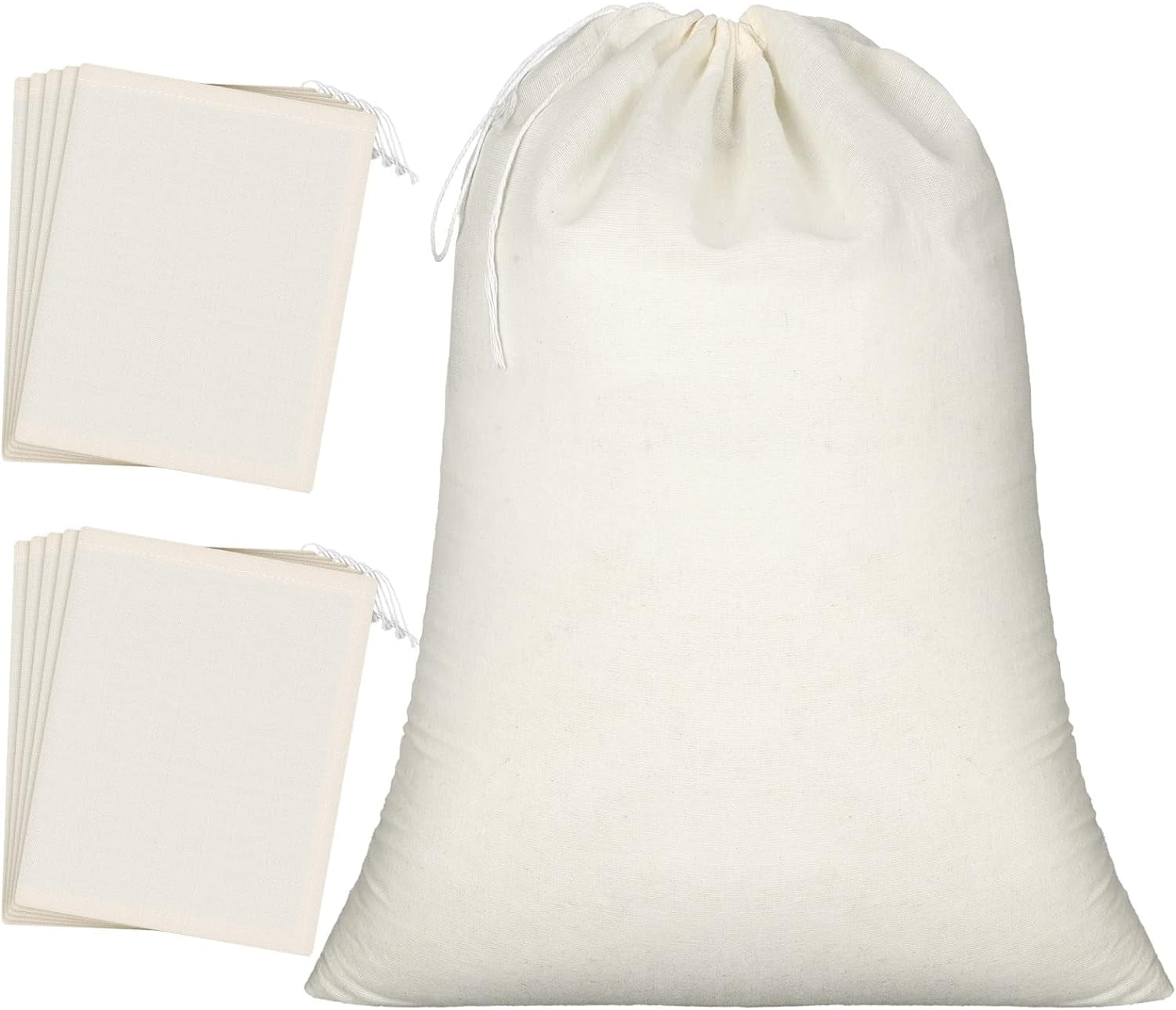 CoCoMangs 15 Packs Muslin Bags Cloth Bags with Drawstring Canvas Large ...