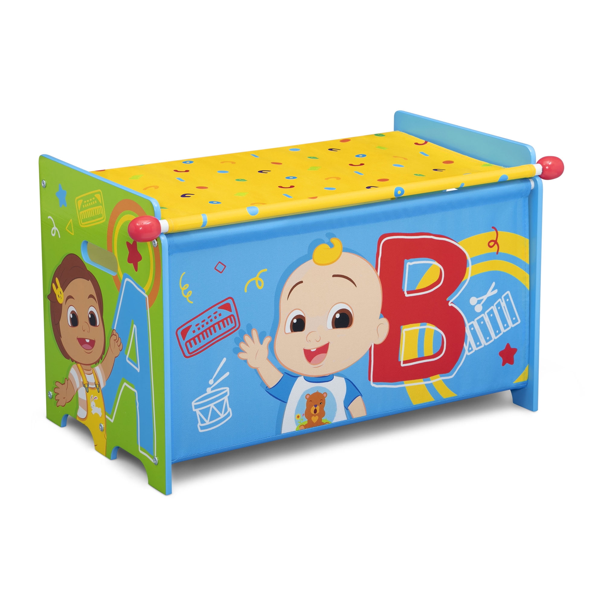 CoComelon Toy Box with Retractable Fabric Top by Delta Children, Blue ...