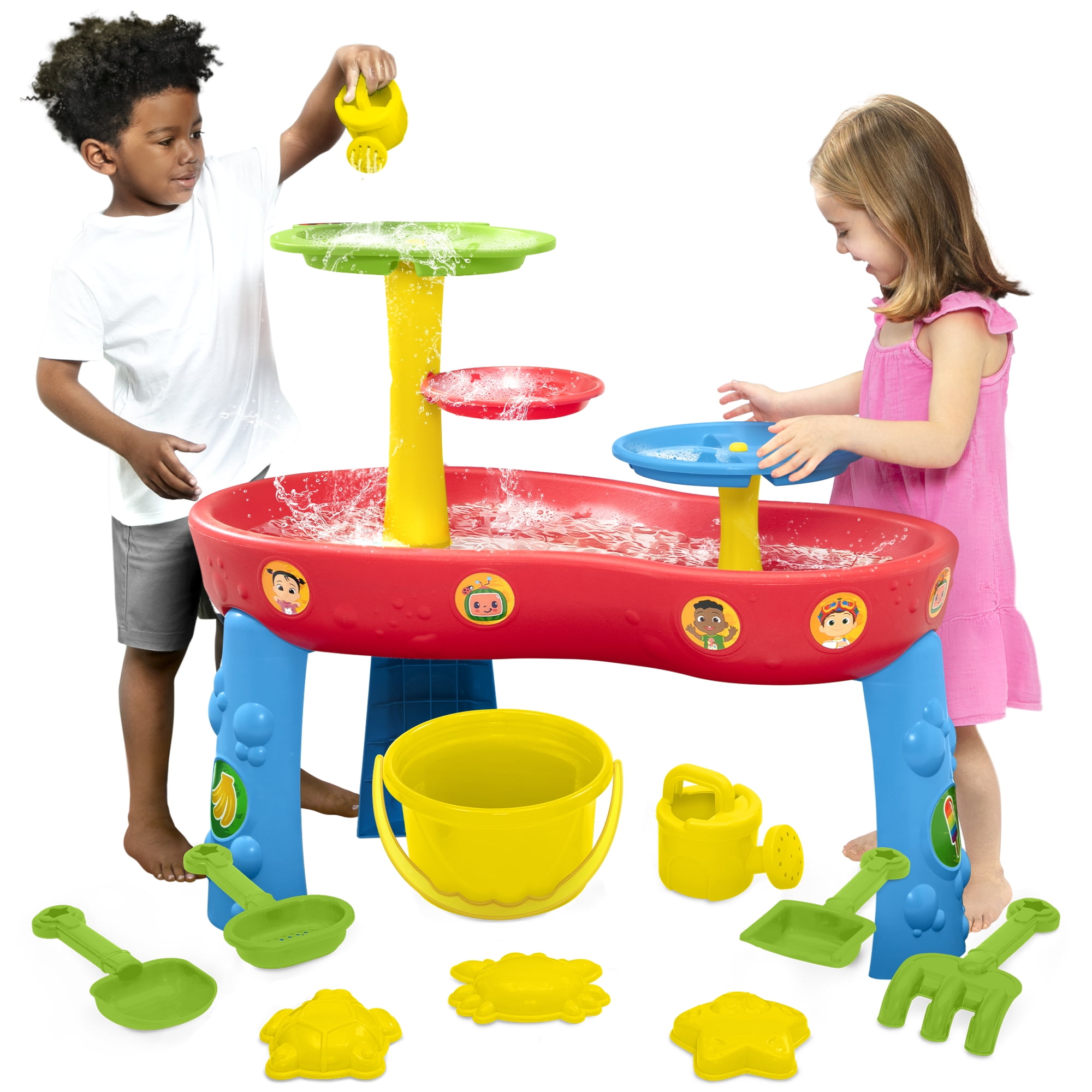 CoComelon Water Table by Delta Children- 3-Tier Water Play Table with 9 ...
