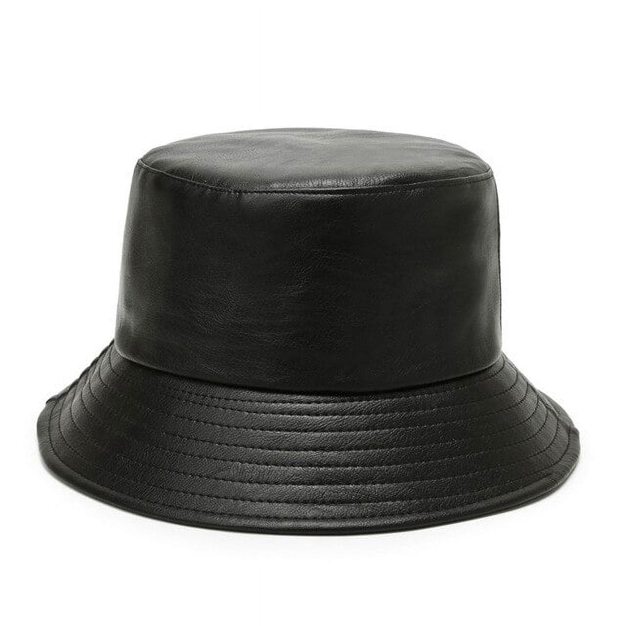 CoCopeanut 2021 New Faux Leather Bucket Hat Women Man Pu Soild Sun Hat ...