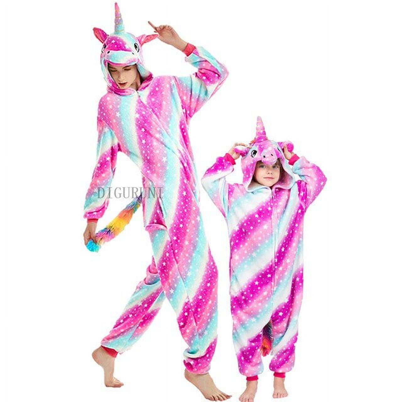CoCopeanut Adults All in One Winter Pink Stitch Pyjamas Cartoon Unicorn ...
