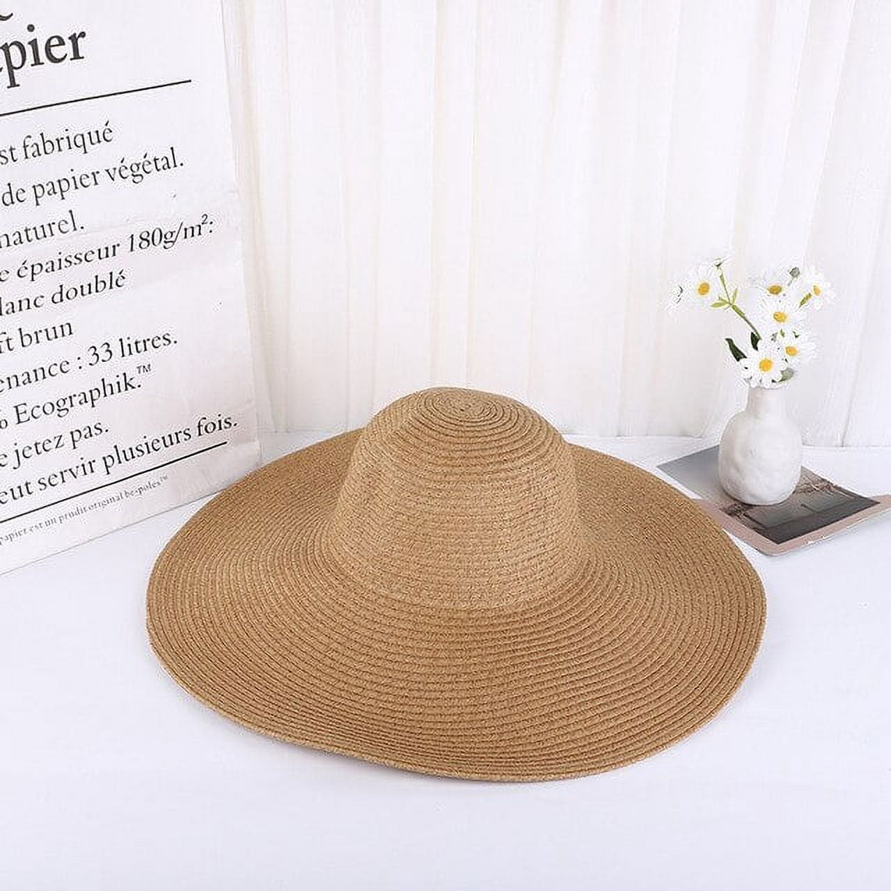 CoCopeanut Baru Warna Solid Musim Panas Topi Jerami Wanita Besar Lebar ...