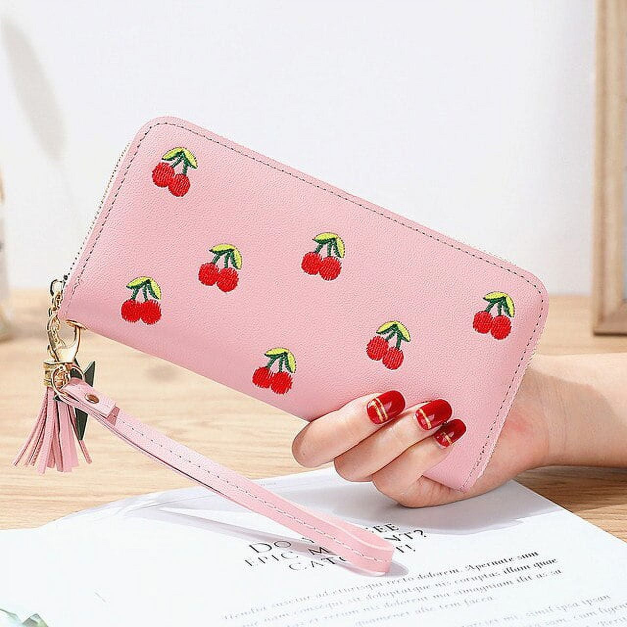 CoCopeanut Fashion Tassel Women Wallet Long Leather Cherry Ladies ...