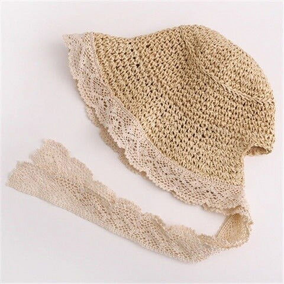 CoCopeanut Gadis Musim Panas Topi Menulis Renda Menghias Bergelombang ...