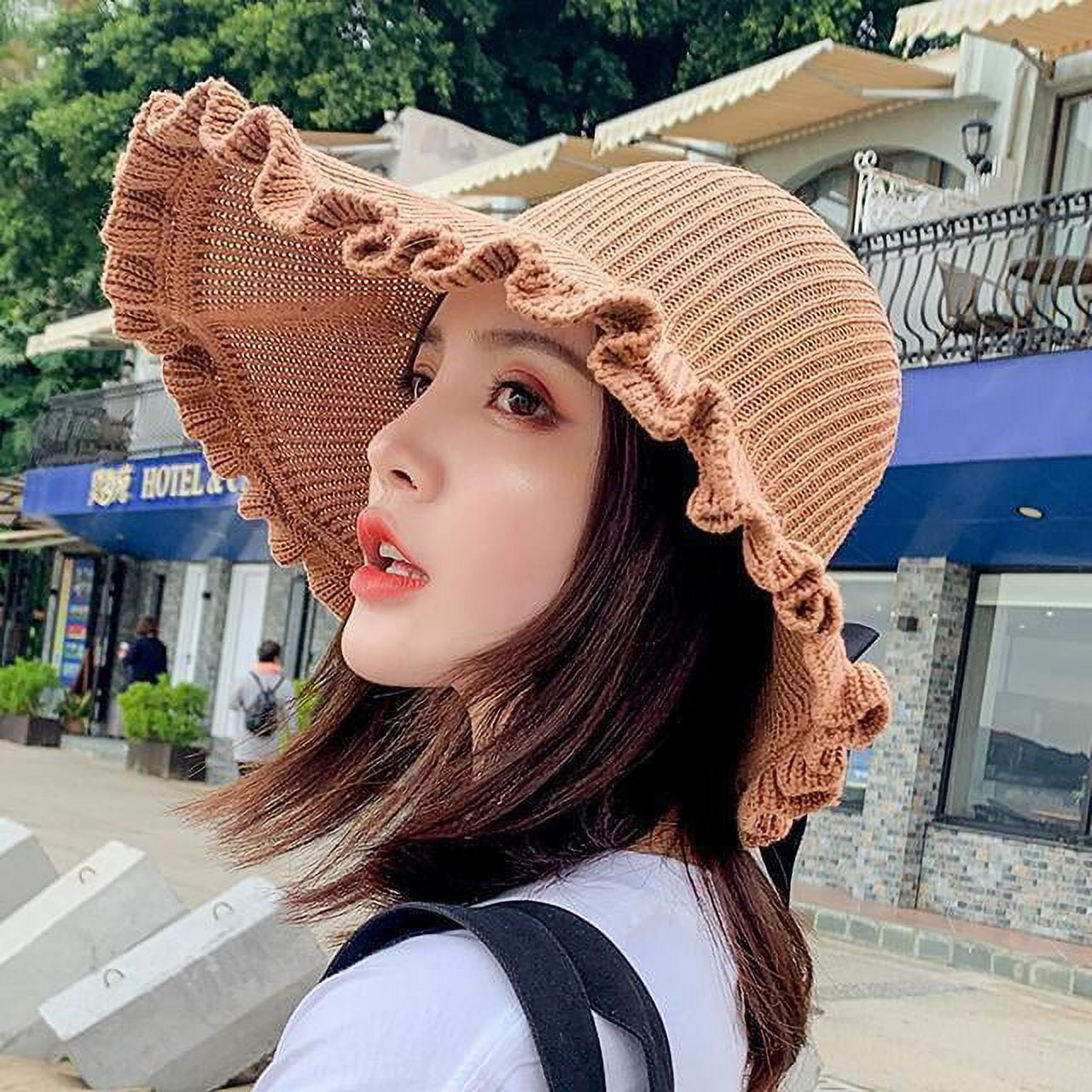 CoCopeanut Hot Summer Sun Hat with Bow Tie Adjustable Big Heads Wide ...