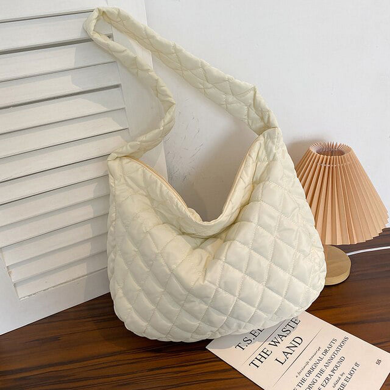 CoCopeanut Lattice Pattern Shoulder Bag Space Cotton Handbag Women ...