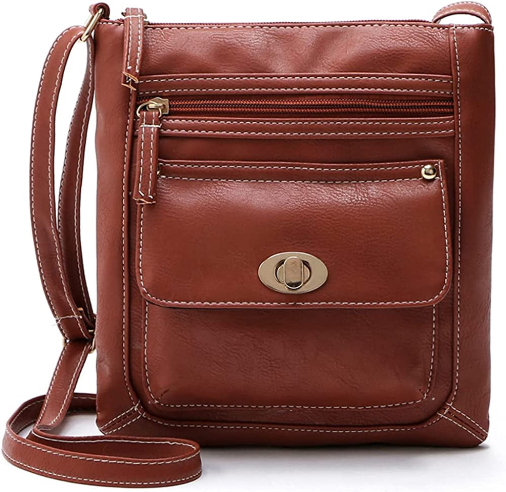 CoCopeanut Multi Zip Pocket Shoulder Bag for Women Soft Faux Leather ...