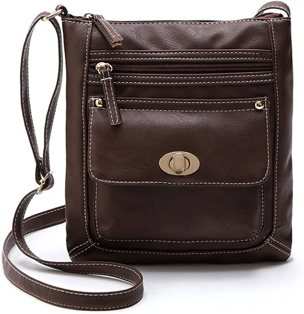 CoCopeanut Multi Zip Pocket Shoulder Bag for Women Soft Faux Leather ...