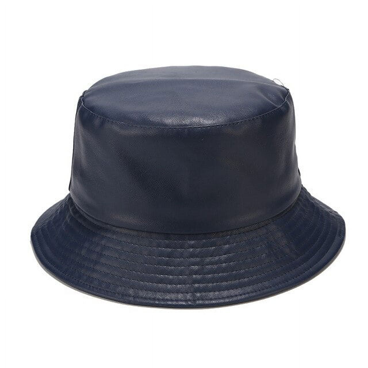CoCopeanut New Bucket Hat Faux Leather Bucket Hats PU Cotton Solid Top ...