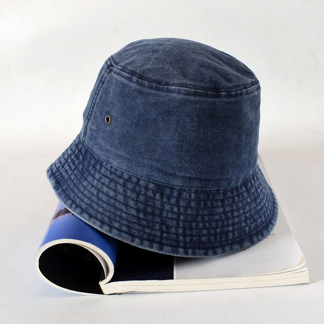 CoCopeanut New Solid Colors Washed Denim Bucket Hats Unisex Bob Folding ...