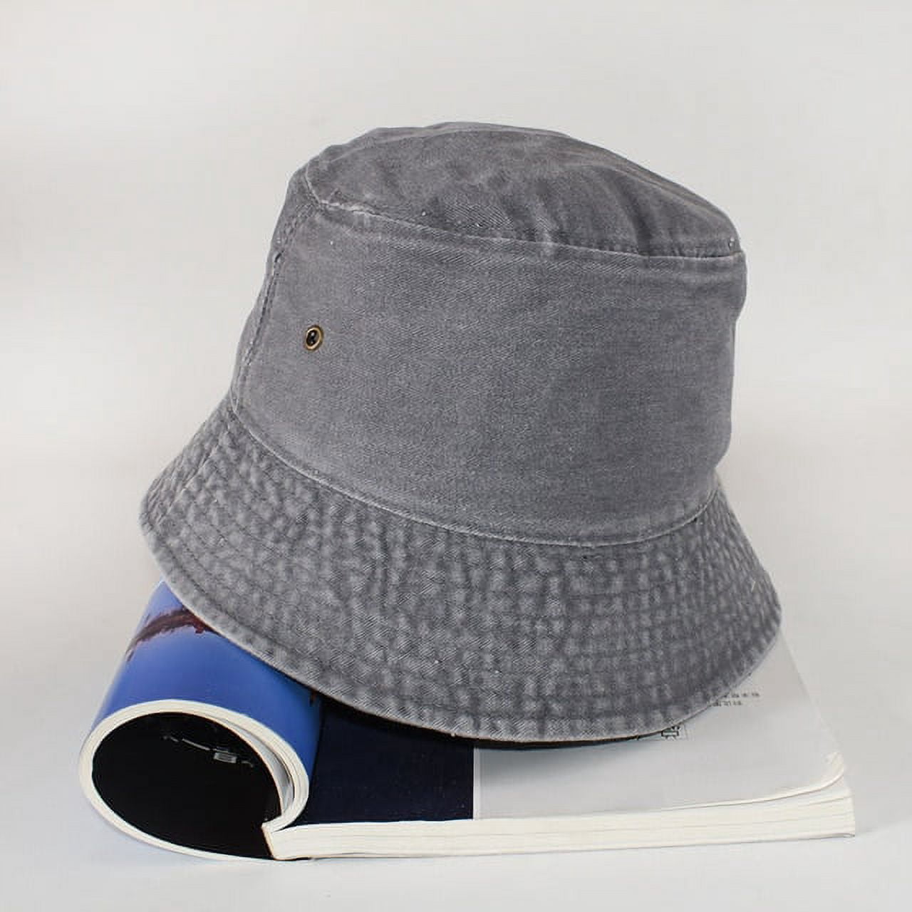 CoCopeanut New Solid Colors Washed Denim Bucket Hats Unisex Bob Folding ...