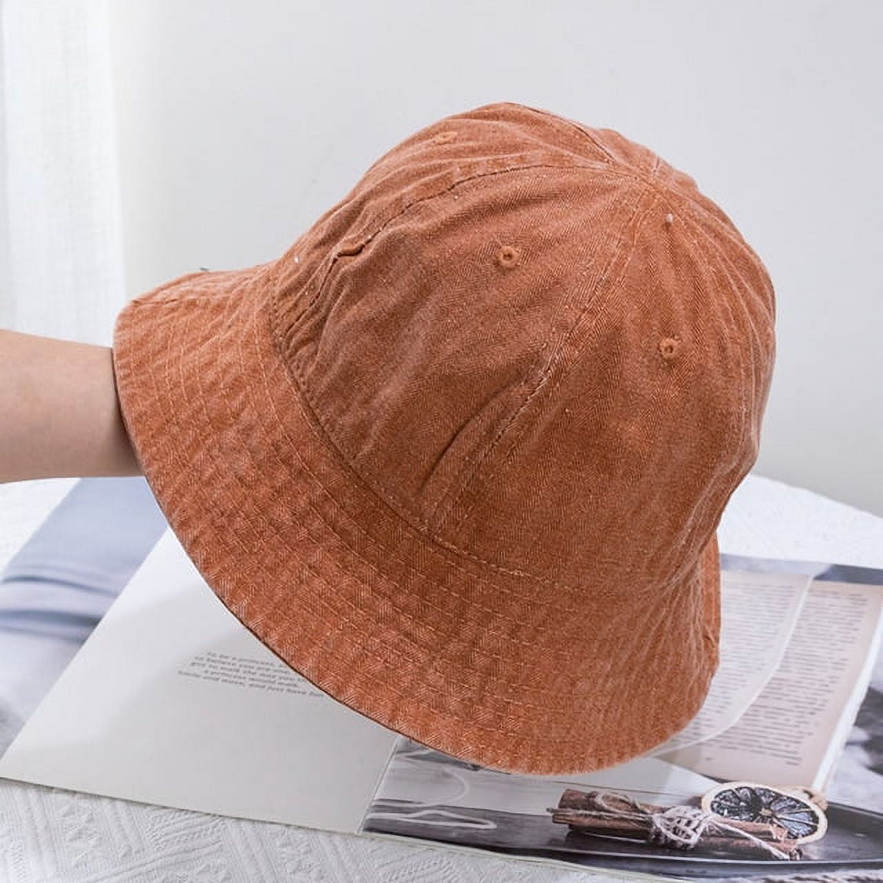 CoCopeanut New Solid Cotton Washed Denim Bucket Hats Unisex Bob Folding ...