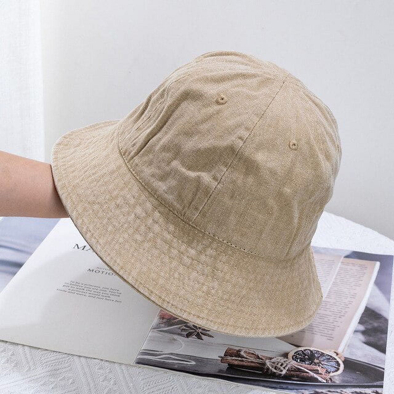 CoCopeanut New Solid Cotton Washed Denim Bucket Hats Unisex Bob Folding ...