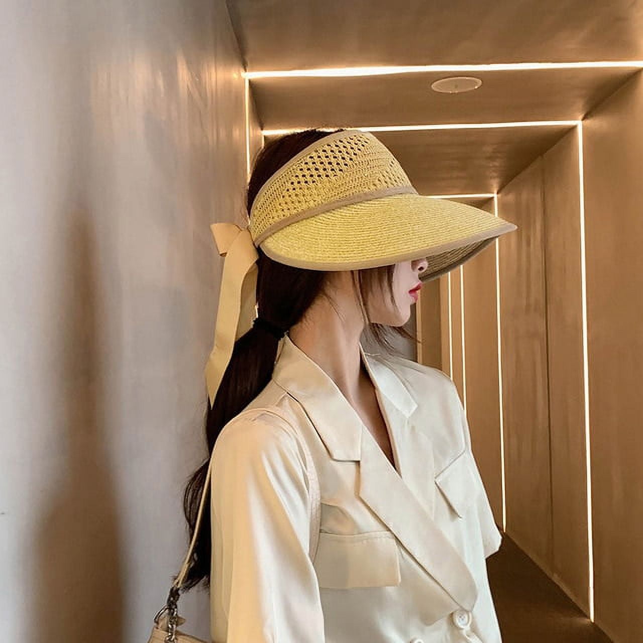 CoCopeanut New Summer Adjustable Ribbon Empty Top Straw Hats for Women ...
