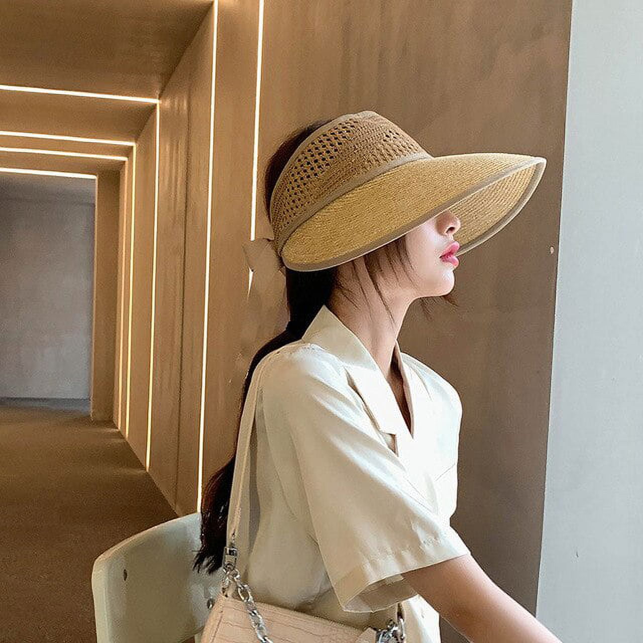 CoCopeanut New Summer Adjustable Ribbon Empty Top Straw Hats for Women ...
