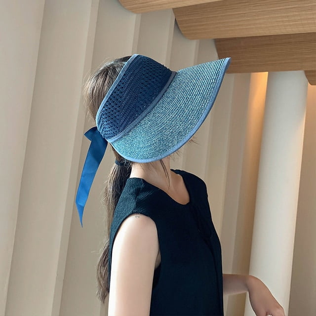 CoCopeanut New Summer Adjustable Ribbon Empty Top Straw Hats for Women ...