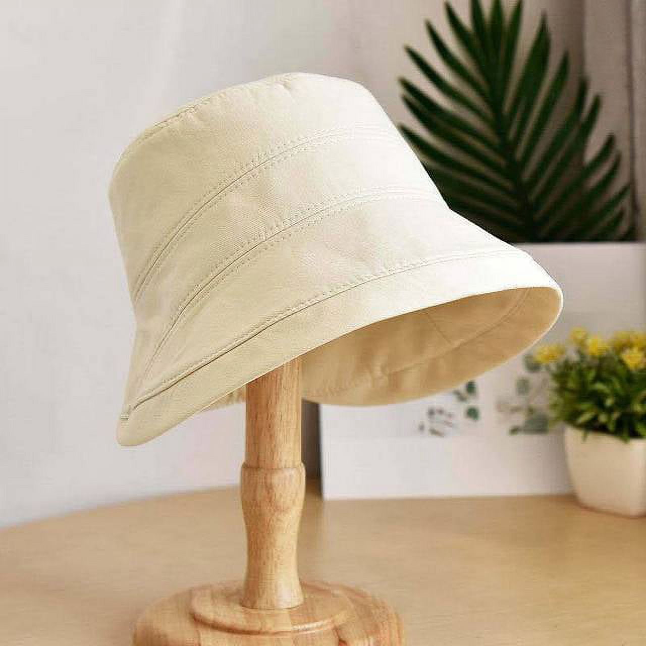 CoCopeanut Solid Color Women Bucket Hat Summer Foldable Sunscreen ...