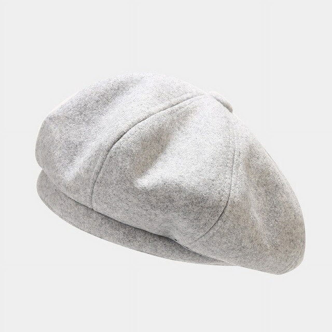 CoCopeanut Topi Baret Musim Dingin untuk Wanita Baret Warna Solid ...