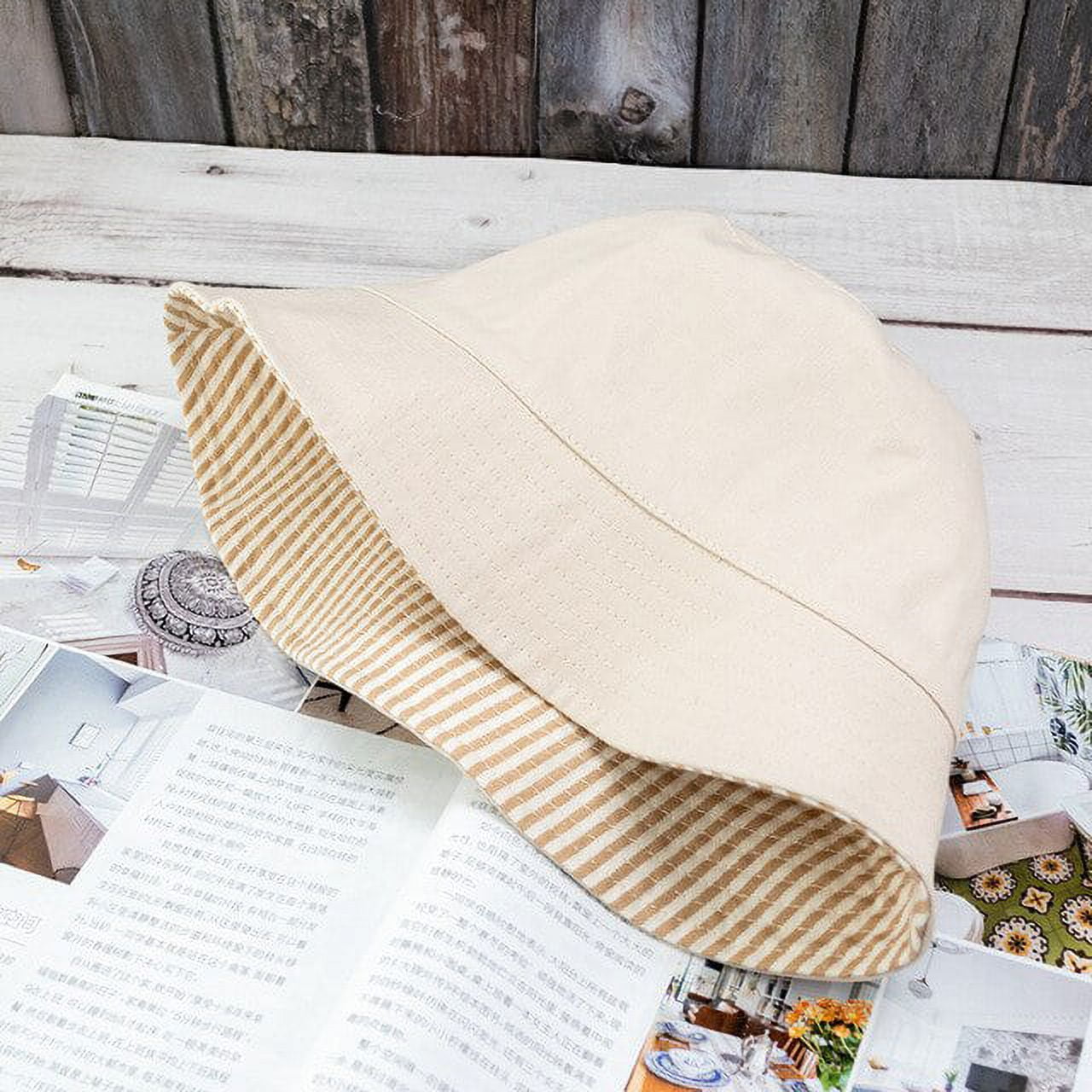 CoCopeanut Topi Bucket Dua Sisi Garis Populer Topi Anti Matahari ...