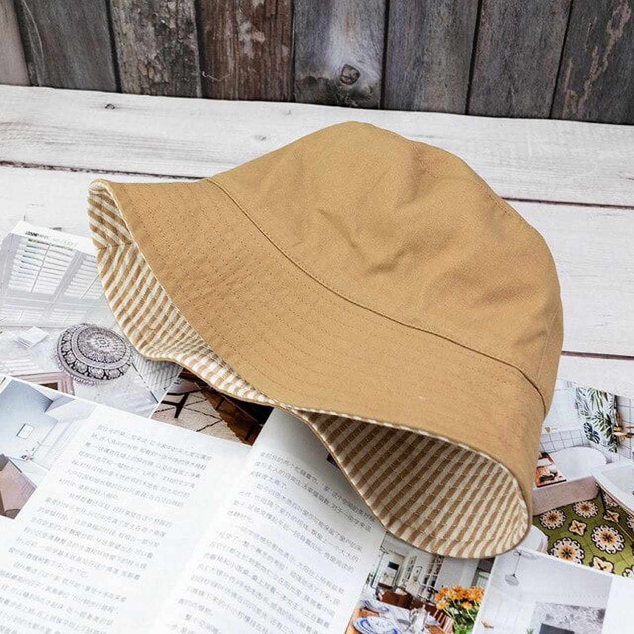 CoCopeanut Topi Bucket Dua Sisi Garis Populer Topi Anti Matahari ...