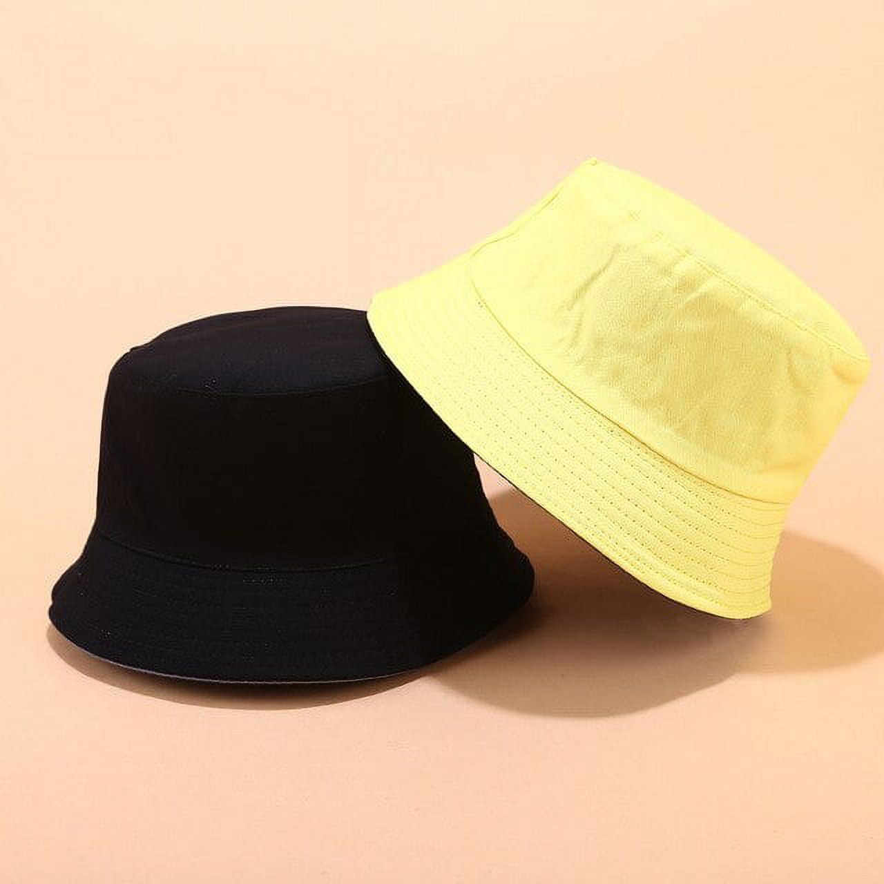 CoCopeanut Topi Dua Sisi Topi Ember Warna Solid Topi Pelindung Matahari ...