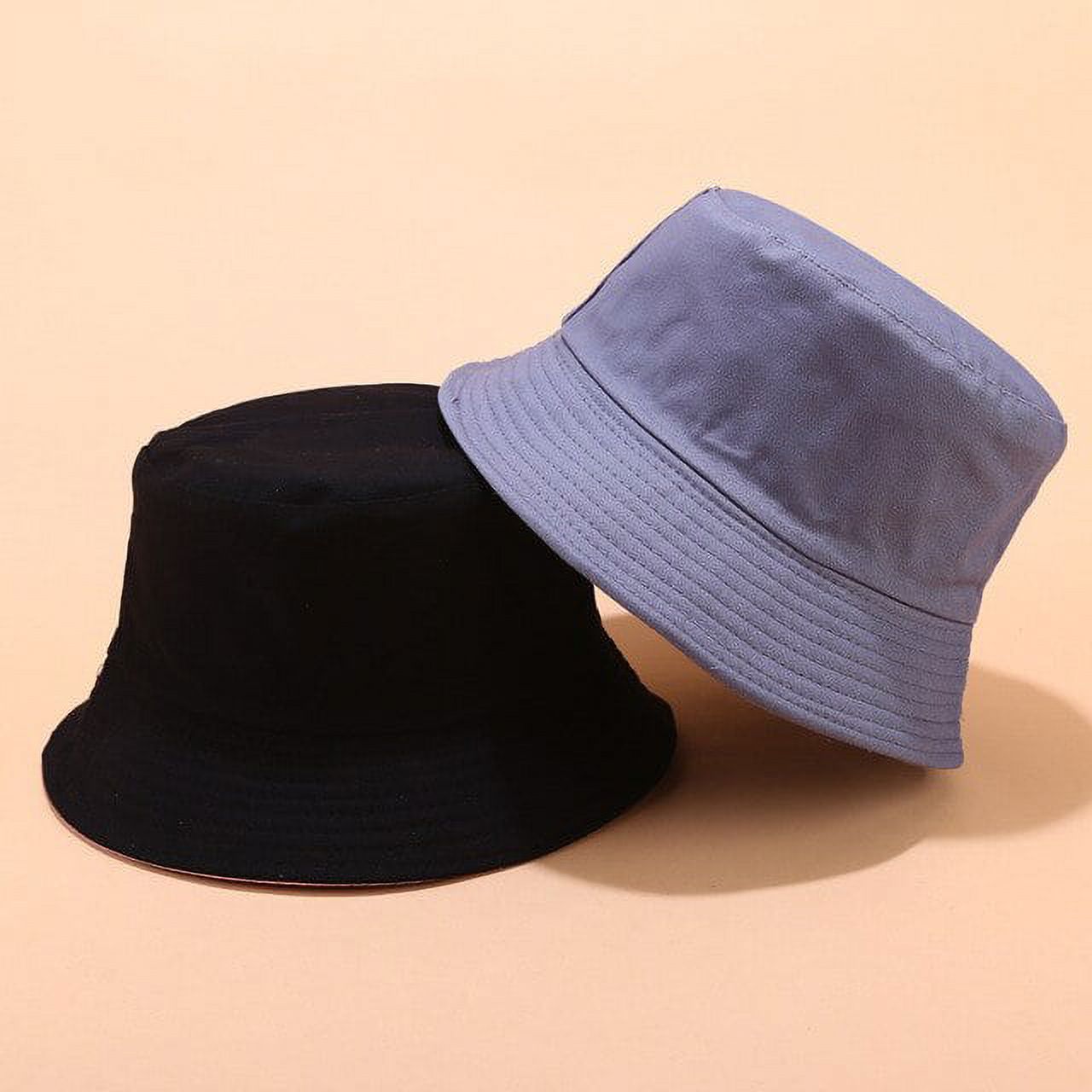 CoCopeanut Topi Dua Sisi Topi Ember Warna Solid Topi Pelindung Matahari ...