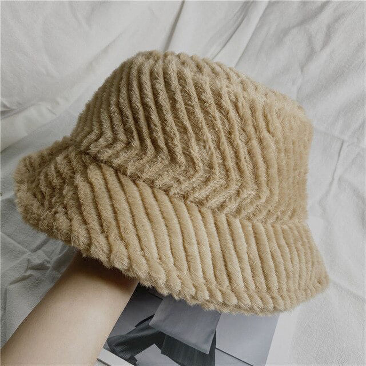 CoCopeanut Topi Ember Bulu Kelinci Fashion Topi Nelayan Tebal Hangat ...