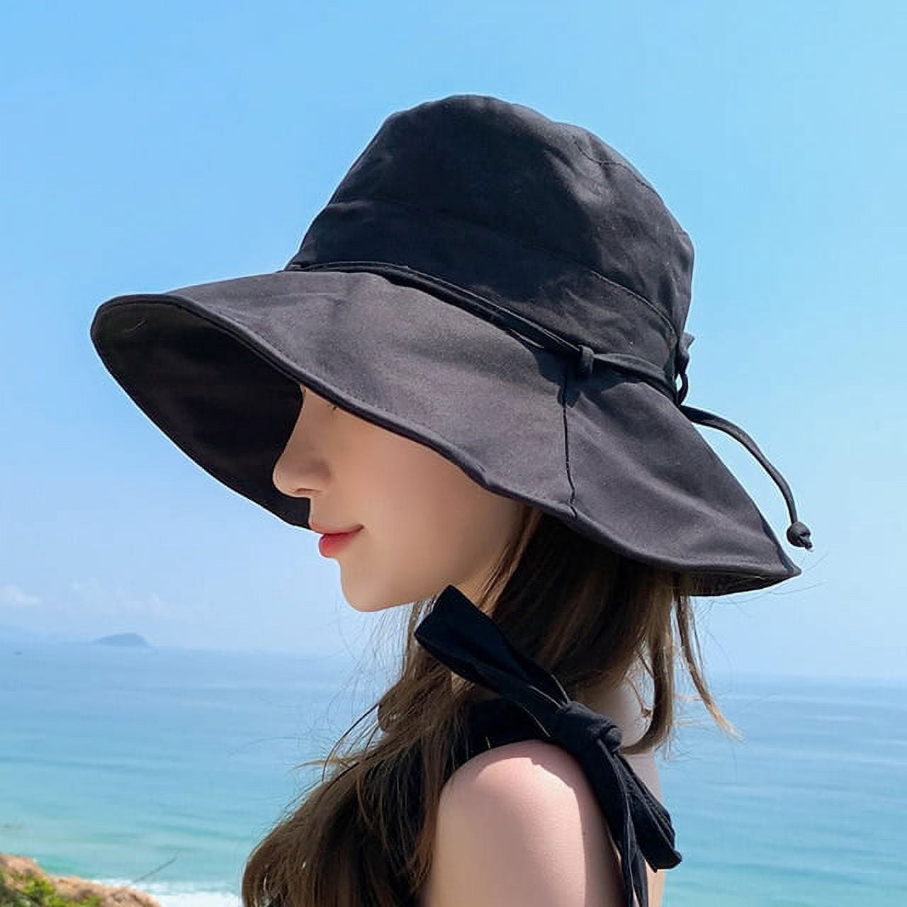 CoCopeanut Topi Ember Wanita Pinggiran Besar Topi Tabir Surya Warna ...