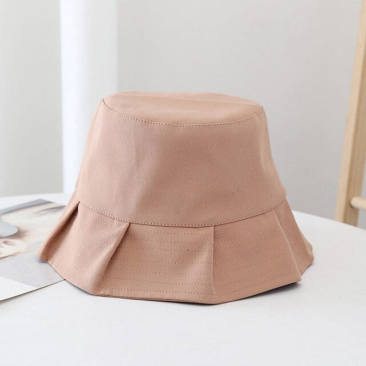 CoCopeanut Topi Matahari Wanita Ruffles Baru Topi Ember Solid Musim ...