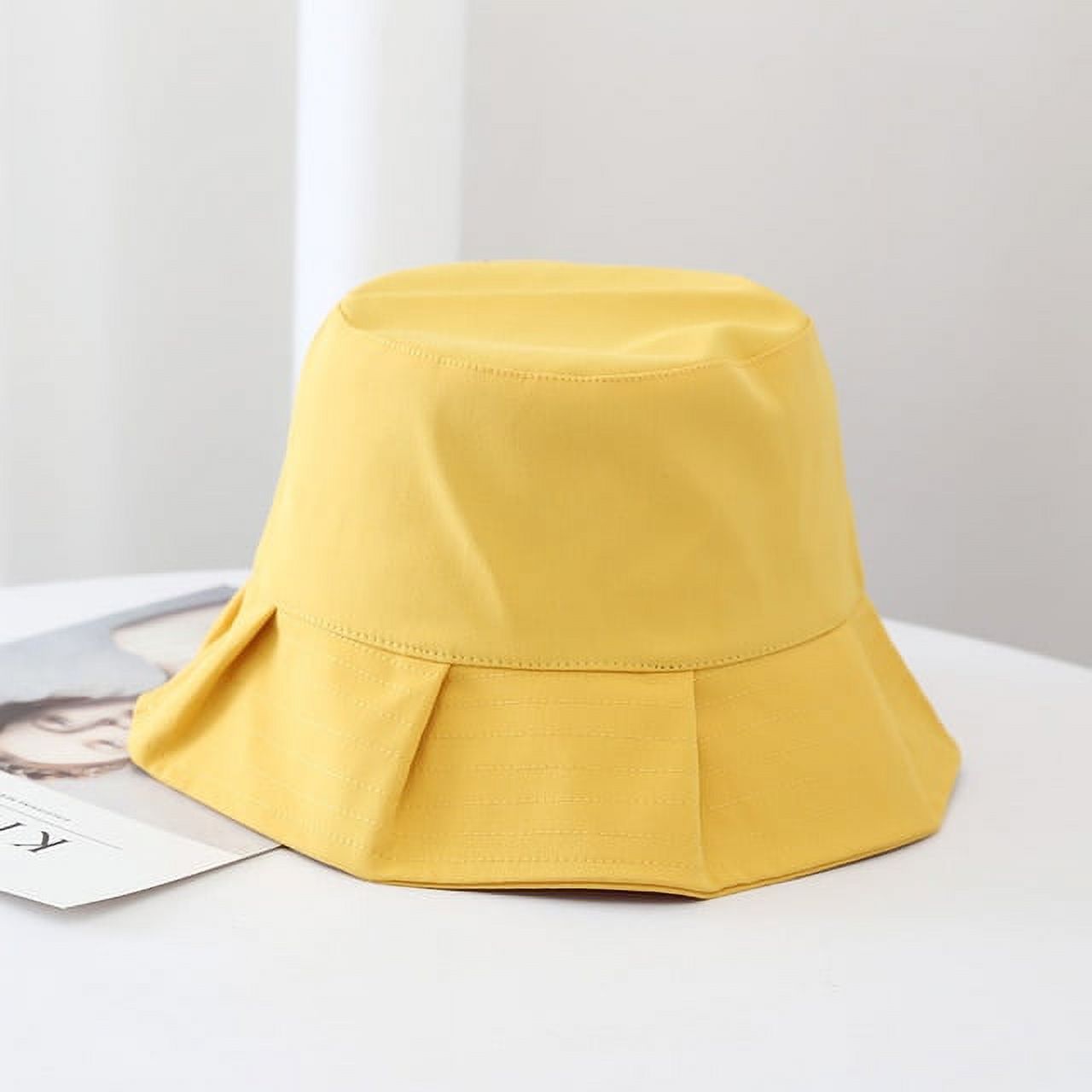 CoCopeanut Topi Matahari Wanita Ruffles Baru Topi Ember Solid Musim ...