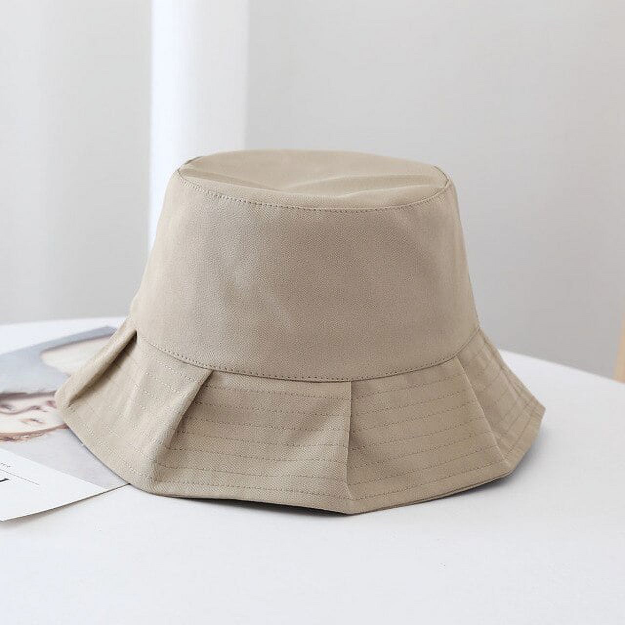 CoCopeanut Topi Matahari Wanita Ruffles Baru Topi Ember Solid Musim ...