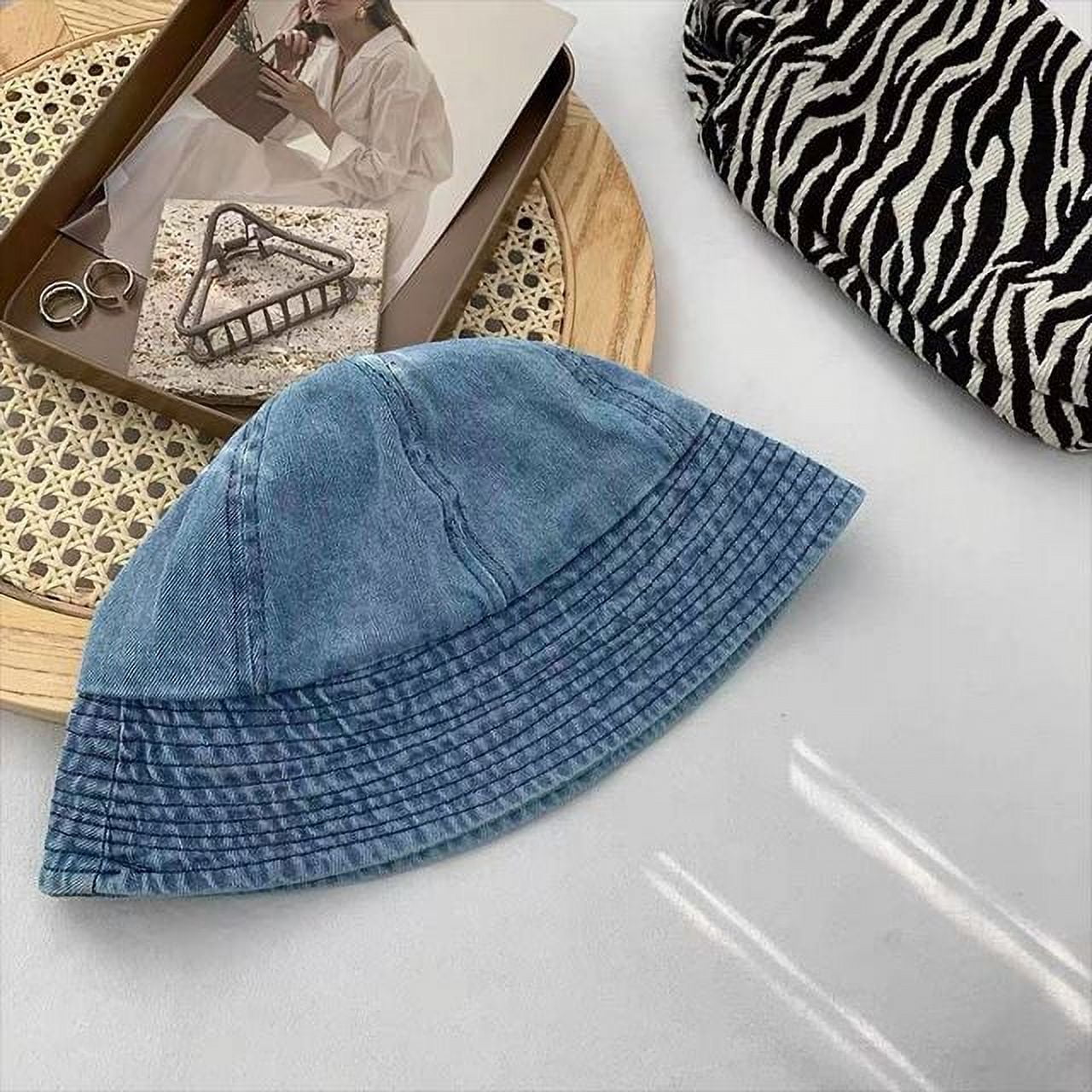 CoCopeanut Topi Nelayan Lipat 2022 Baru Topi Ember Denim Cuci Topi Bob ...