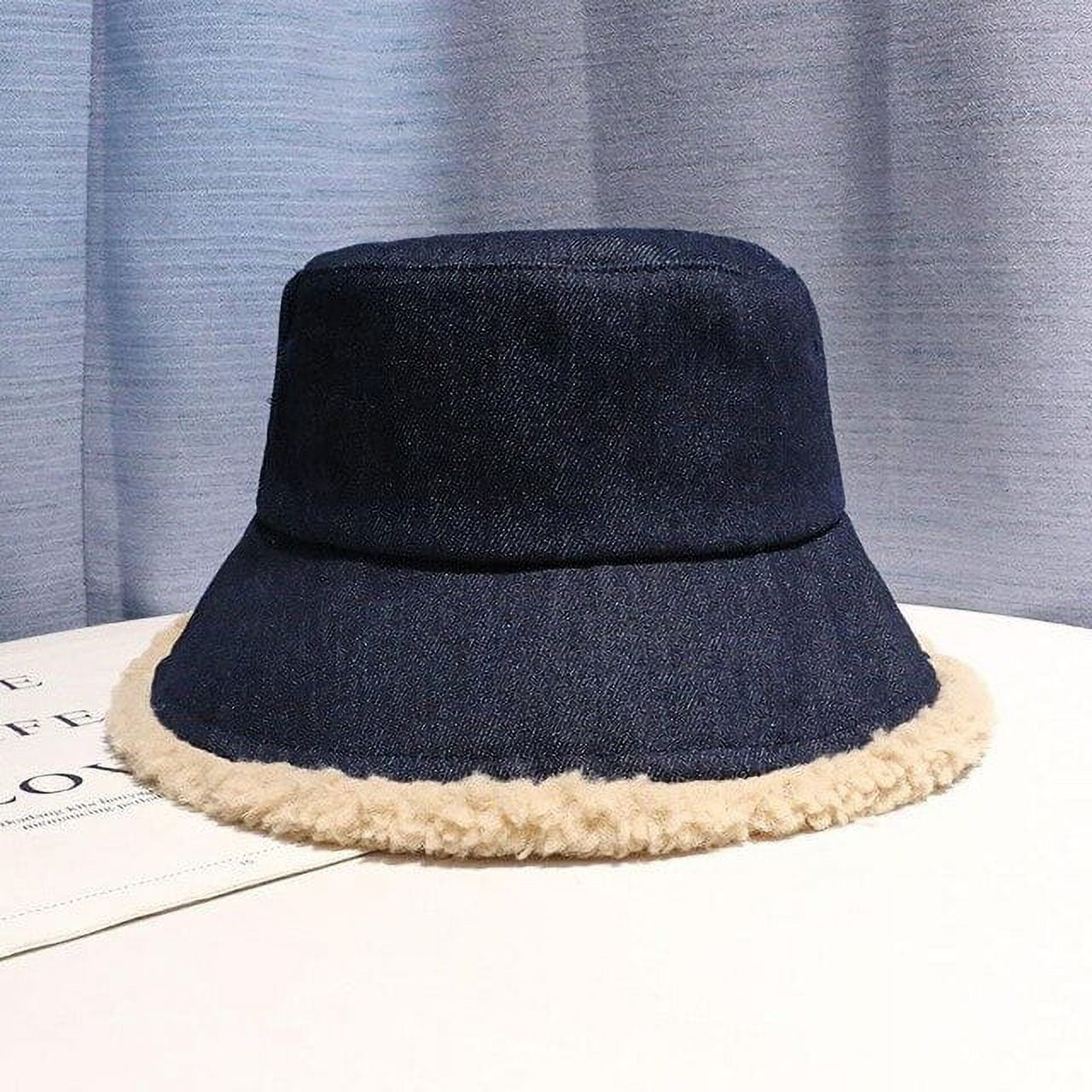 CoCopeanut Topi Wanita Palsu Wol Domba Denim Topi Wanita Hangat Bulu ...