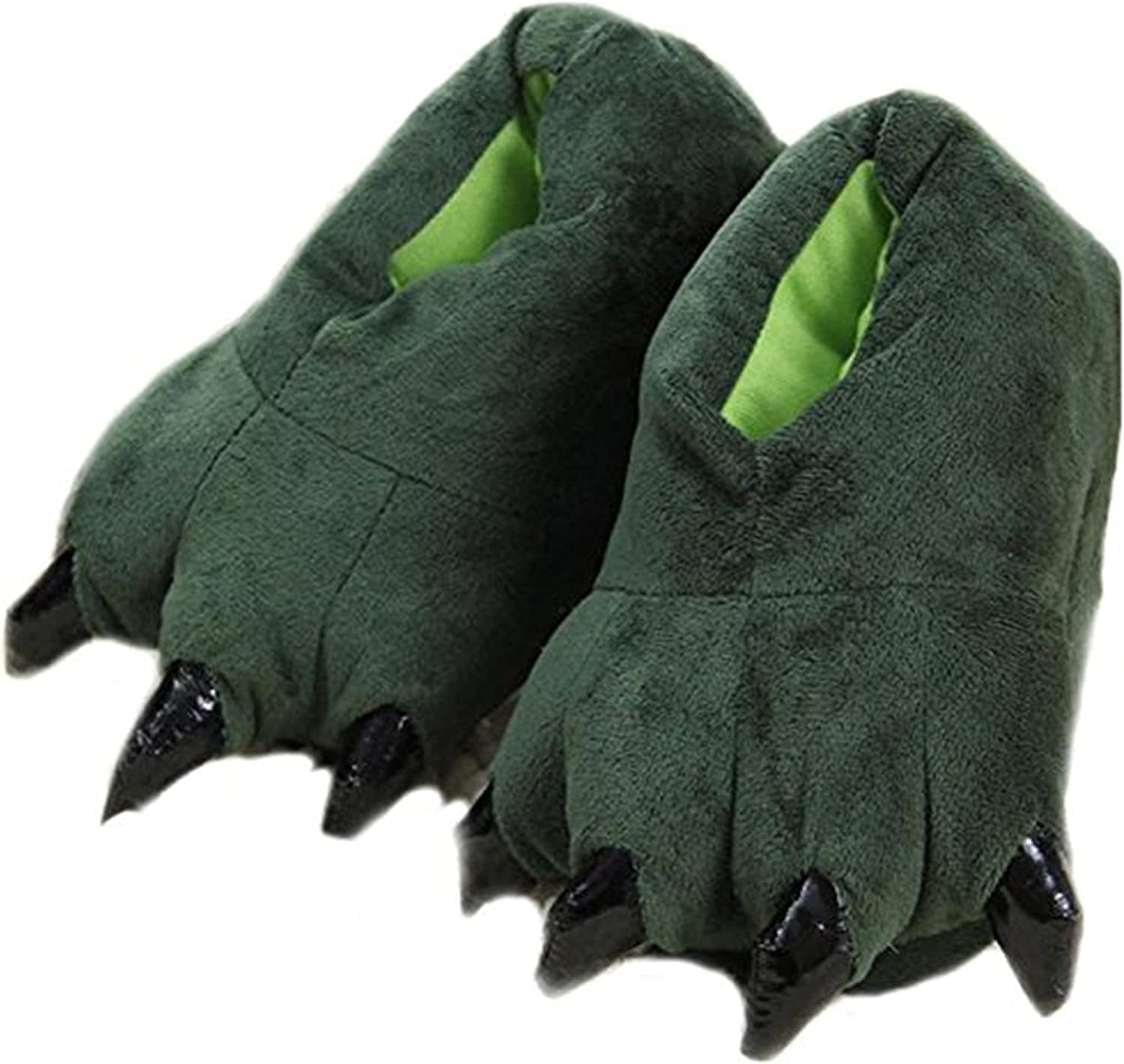 CoCopeanut Unisex Plush Animal Paw Slippers Dinosaur Claw Slippers ...