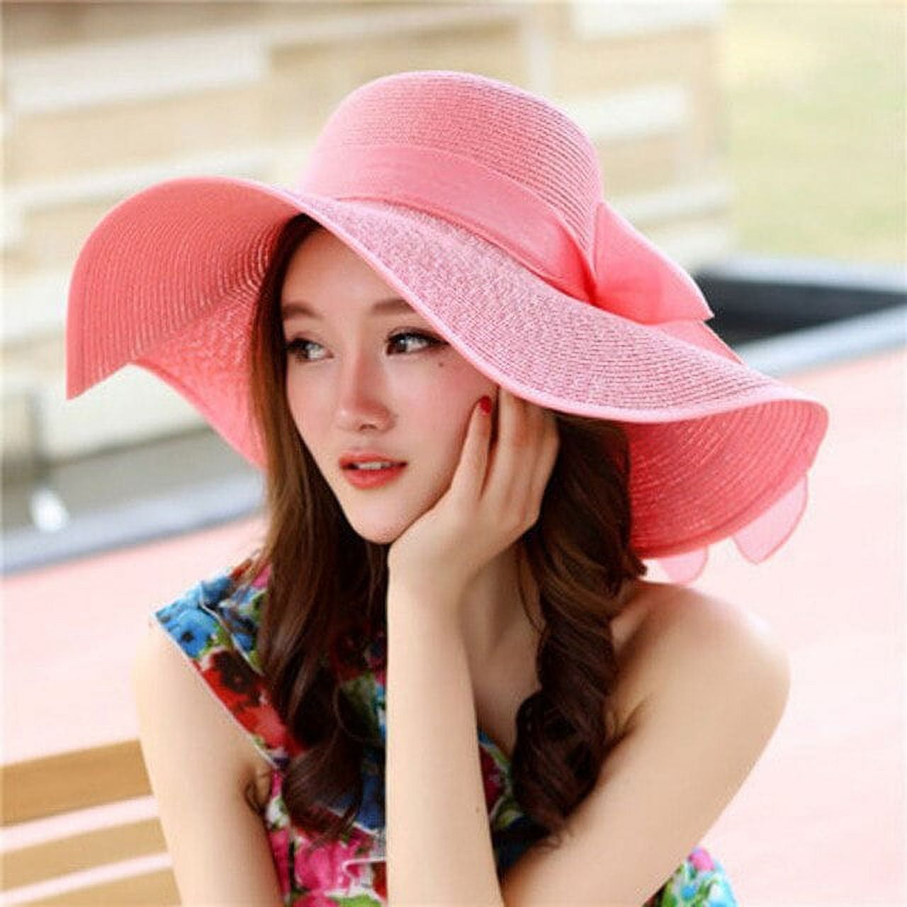 CoCopeaunt Beach Grass Hat Women Go To The Beach In Summer Sun Hat With ...