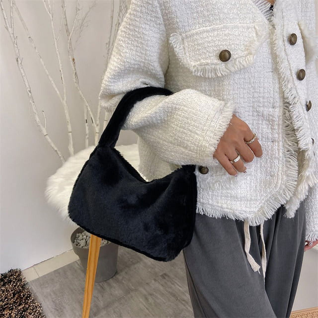 CoCopeaunt Cute Luxury Designer Handbag Plush Womens Bag Trend Underarm ...