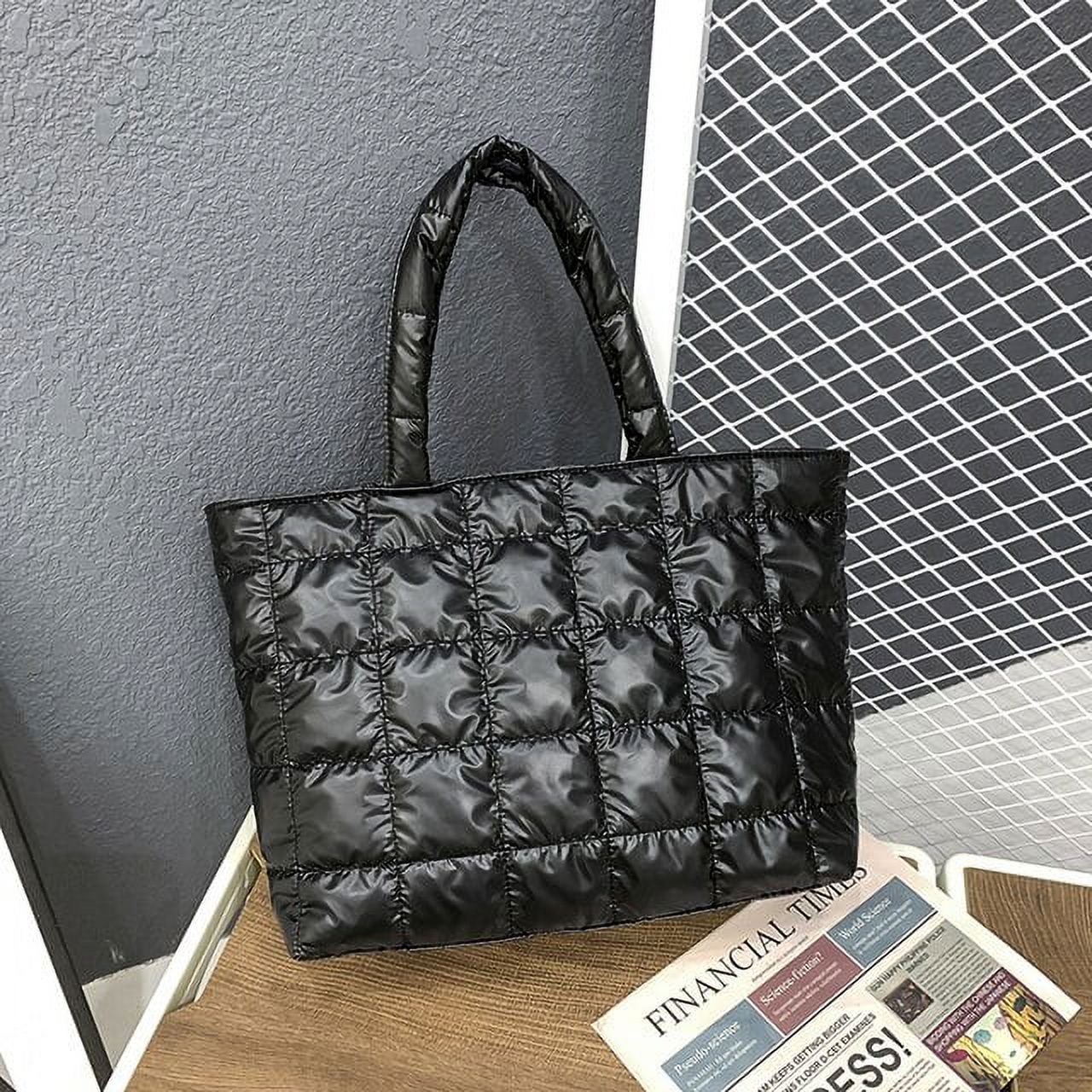 CoCopeaunt Down Feather Pad Women Shoulder Bag Silver Big Tote Bags ...