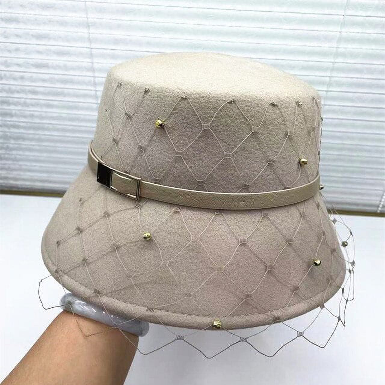 CoCopeaunt Japanese Mesh Beading Hepburn Flat Top Hat Simple Fashion ...