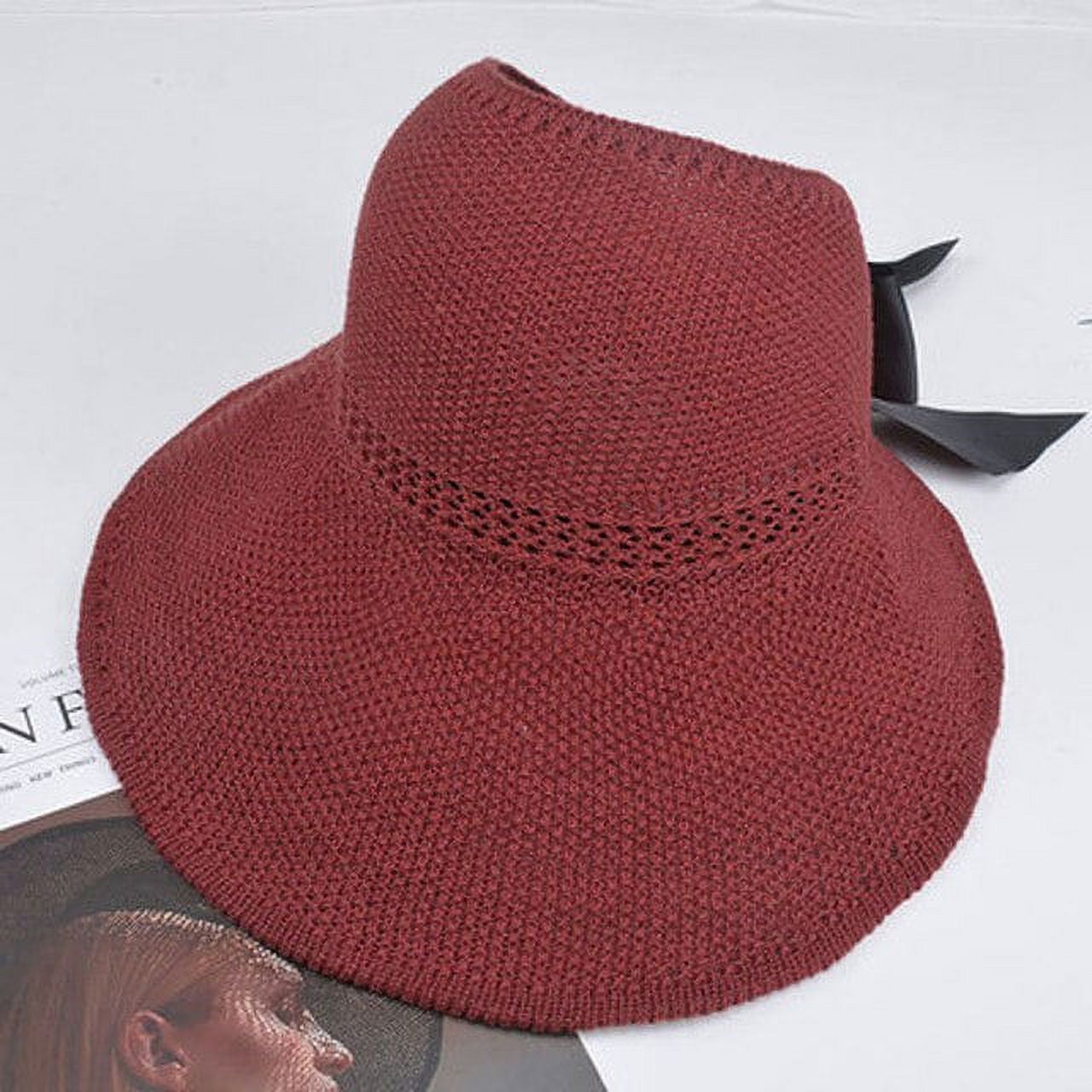 CoCopeaunt New Bow Knitting Empty Hat Woman Summer Sun Block Big ...