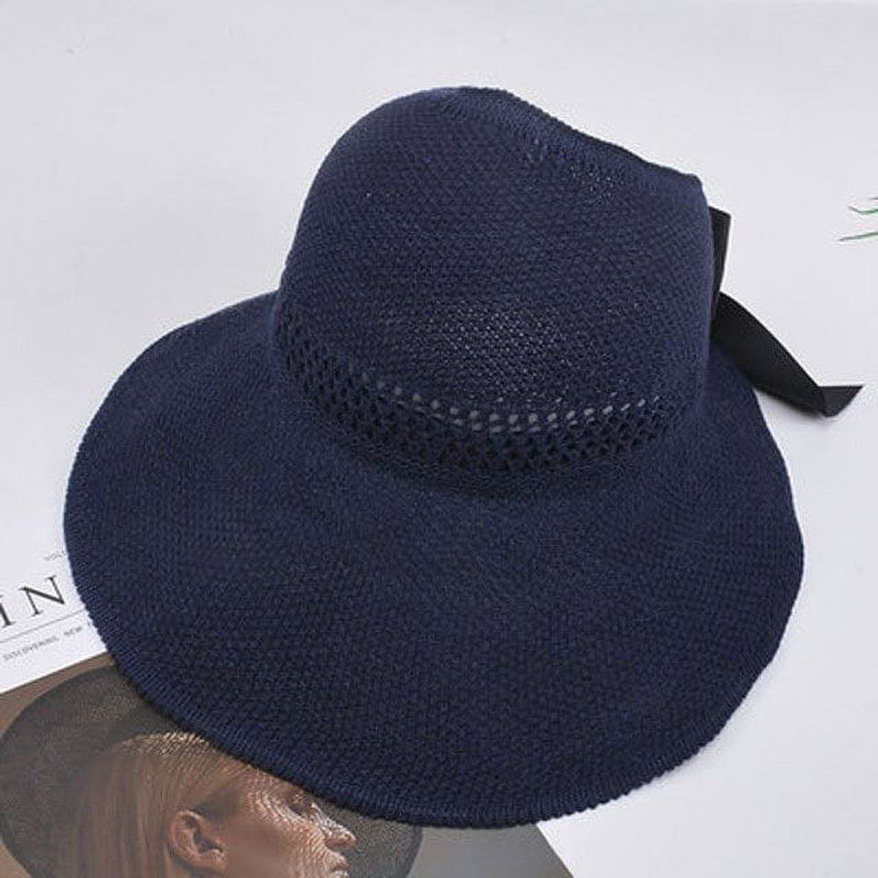 CoCopeaunt New Bow Knitting Empty Hat Woman Summer Sun Block Big ...