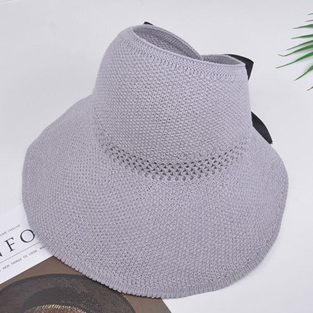 CoCopeaunt New Bow Knitting Empty Hat Woman Summer Sun Block Big ...