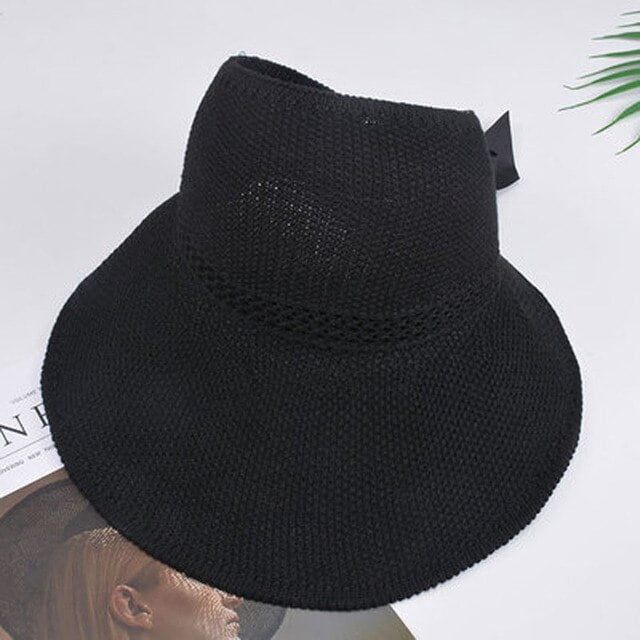 CoCopeaunt New Bow Knitting Empty Hat Woman Summer Sun Block Big ...
