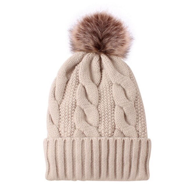 CoCopeaunt New Warm Fluff Thickened Ball Of Wool Ladies Cap, Europe And ...