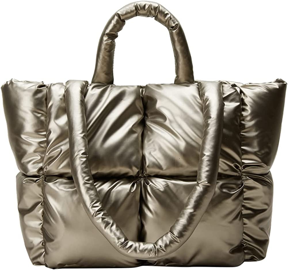 CoCopeaunt Puffer Tote Bag for Women Quilted Puffy Handbag Light Winter ...