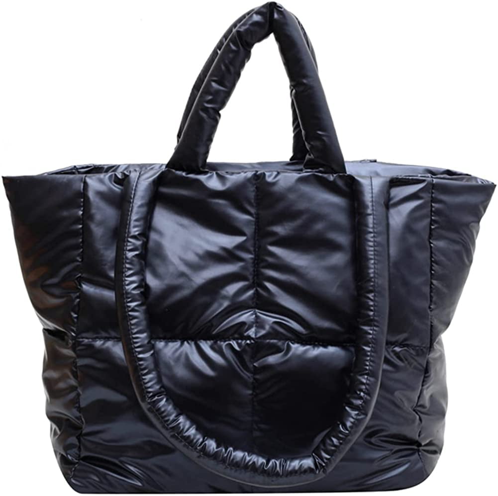 CoCopeaunt Puffer Tote Bag for Women Quilted Puffy Handbag Light Winter Down Cotton Padded ...