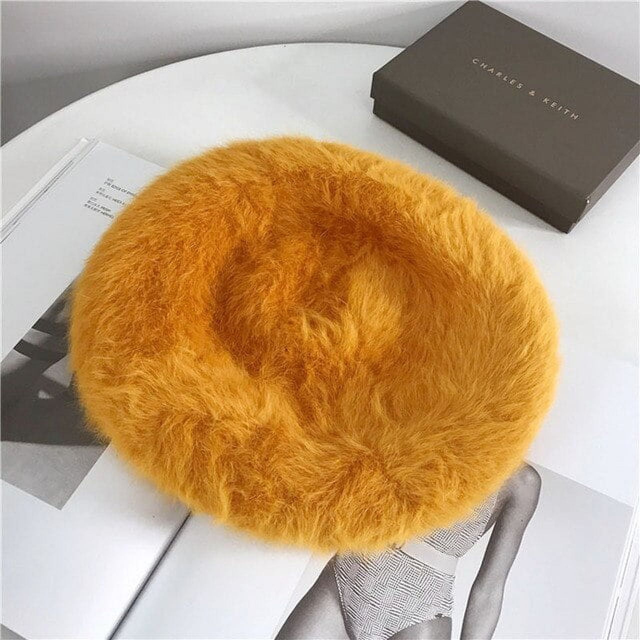 CoCopeaunt Pure Color With Thick Long Rabbit Hair Beret Hat, Female ...