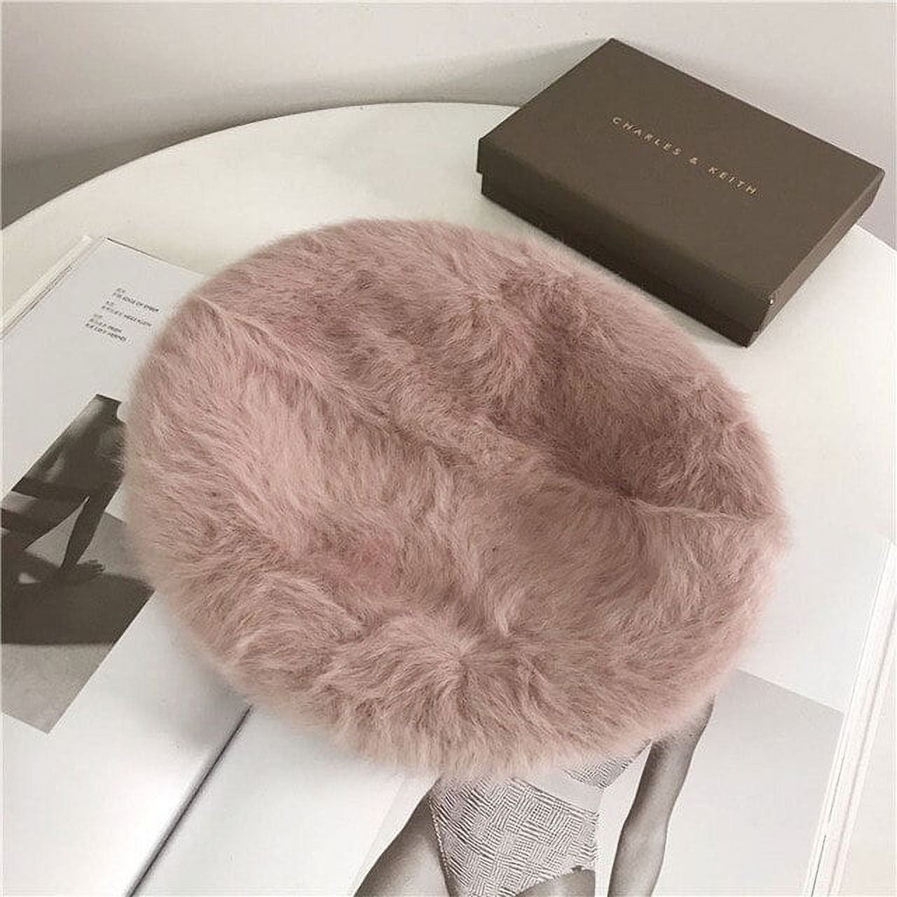 CoCopeaunt Pure Color With Thick Long Rabbit Hair Beret Hat, Female ...