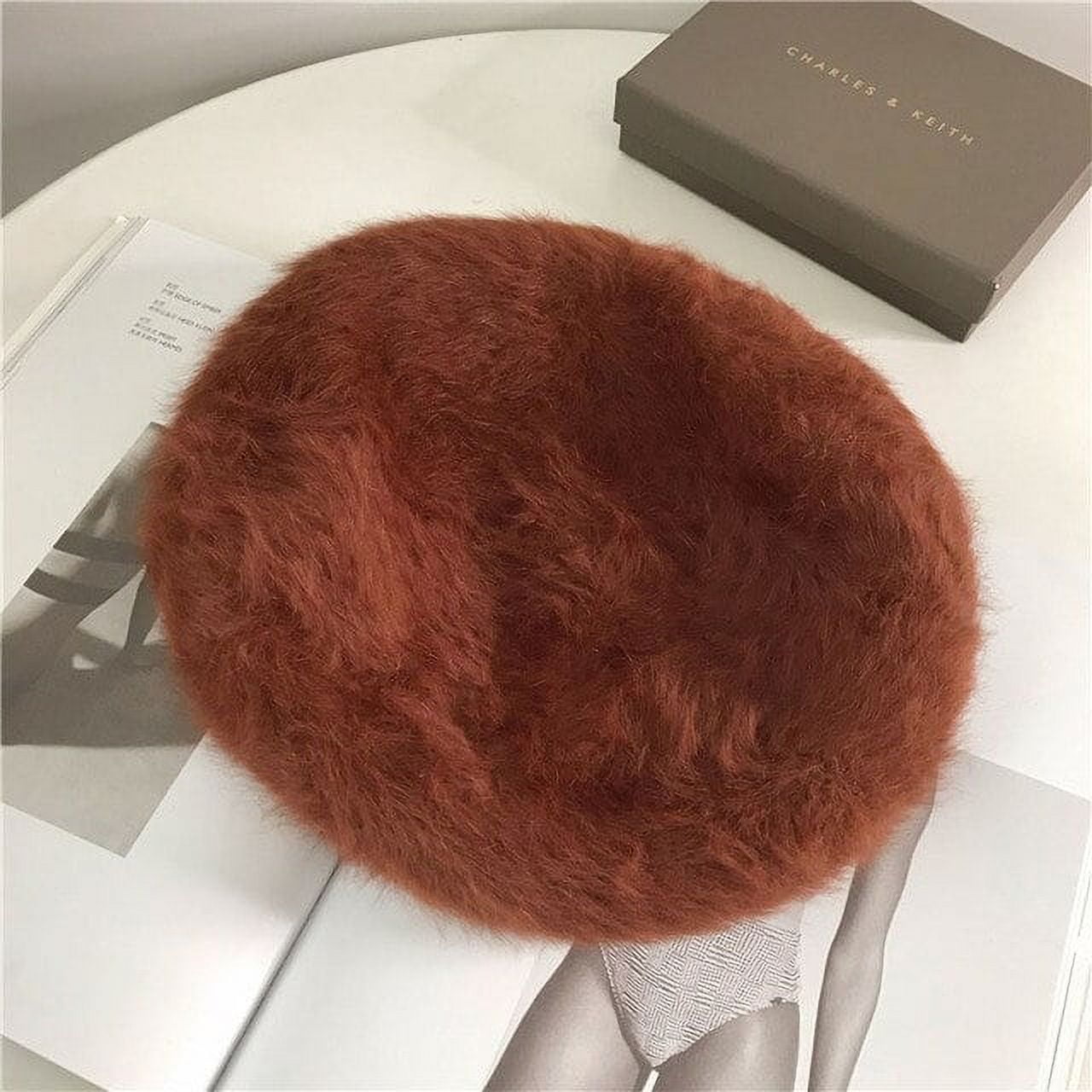 CoCopeaunt Pure Color With Thick Long Rabbit Hair Beret Hat, Female ...
