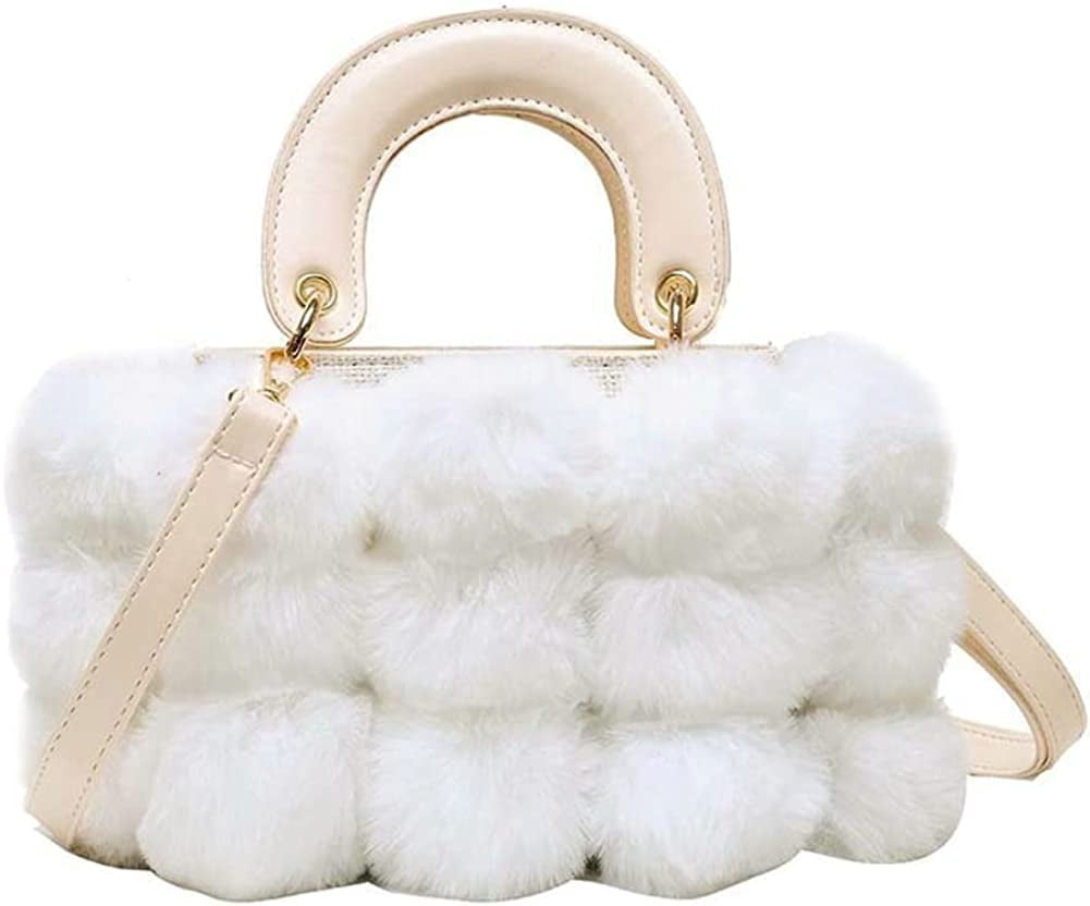 CoCopeaunt Quilted Shoulder Bag Fuzzy Plush Handbag Crossbody Bag ...